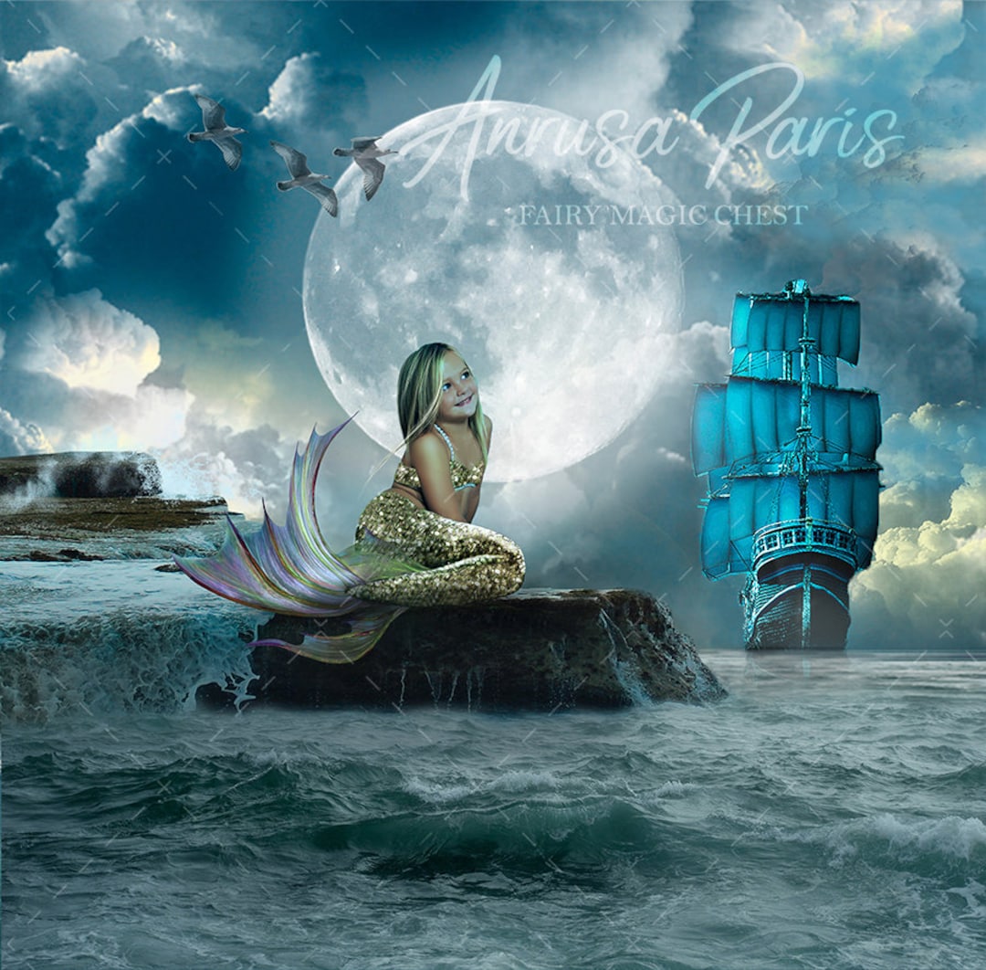 Mermaid Digital Backgrounds, Digital Backdrops for Photography , With ...