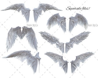 Realistic Angel Wings Side View
