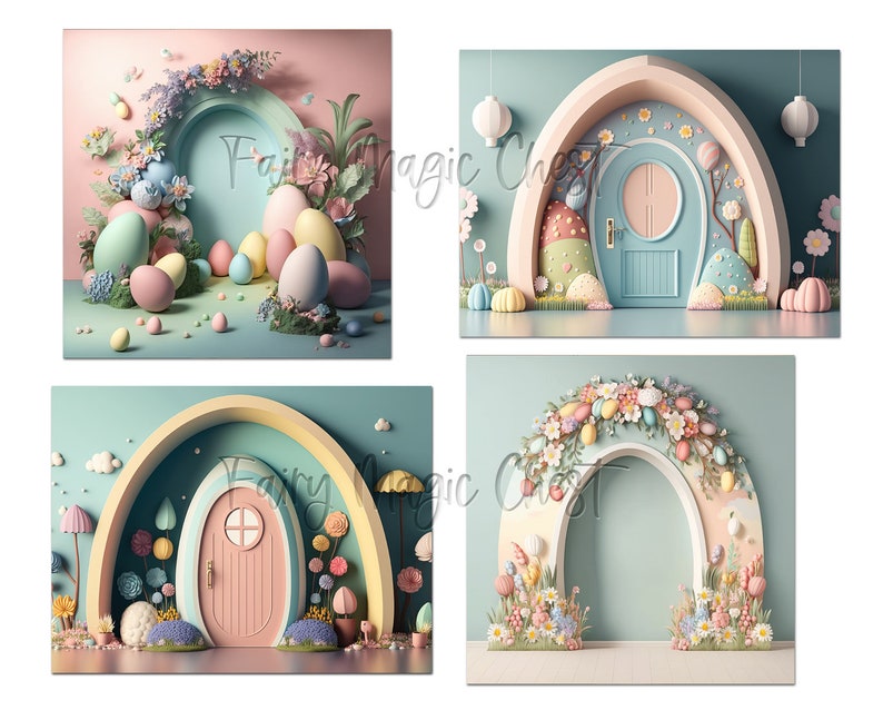 BUNDLE Easter Digital Backdrops Fantasy Door Pastel Colors - Etsy