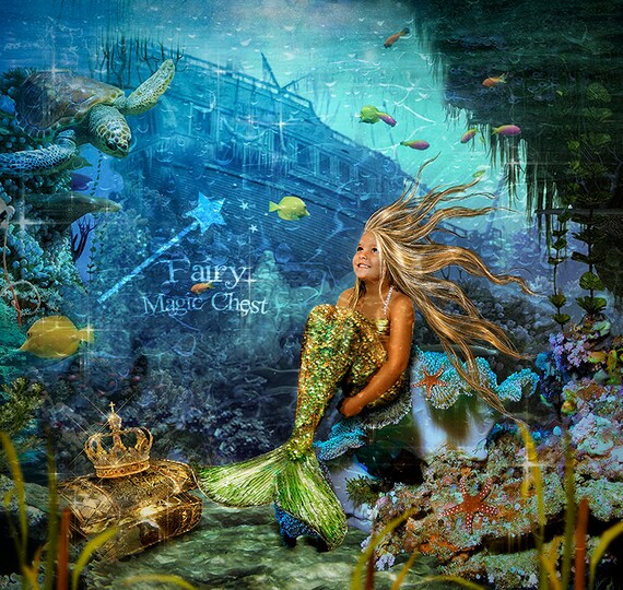 Photography Color Art & Collectibles Mermaid digital backgrounds ...