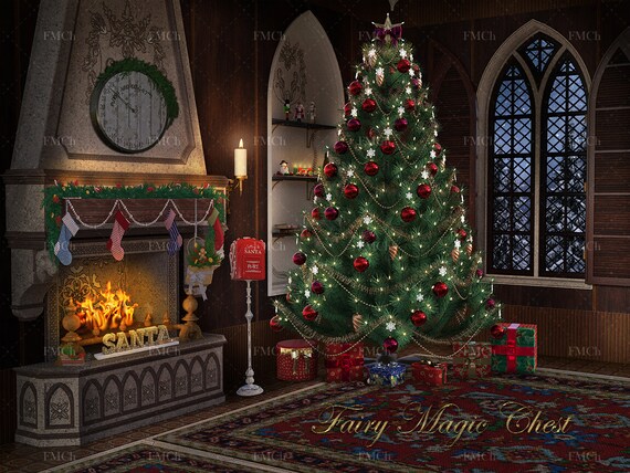 Vintage Christmas Fireplace Wallpaper