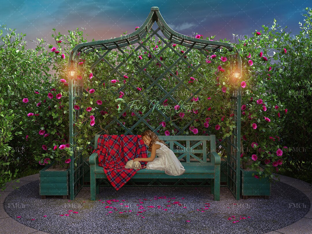 Digital Backdrop , Bench With Flowers, Digital Background for ...