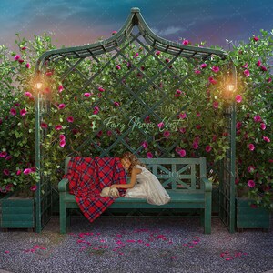 Digital Backdrop , Bench With Flowers, Digital Background for ...