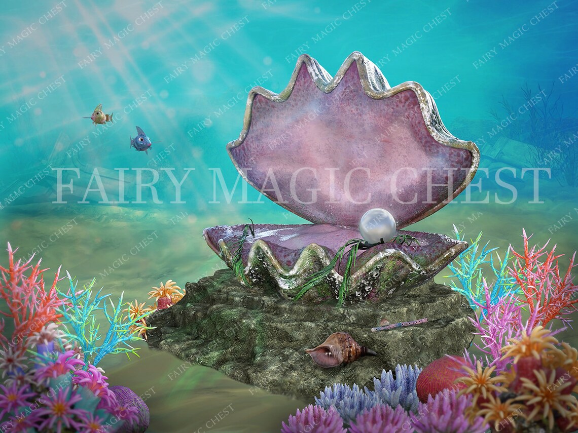 Shell Under the Sea Digital Background: Pearl Version (digital Download ...