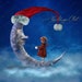 Christmas Digital Background . Crescent Moon Face With Santa - Etsy