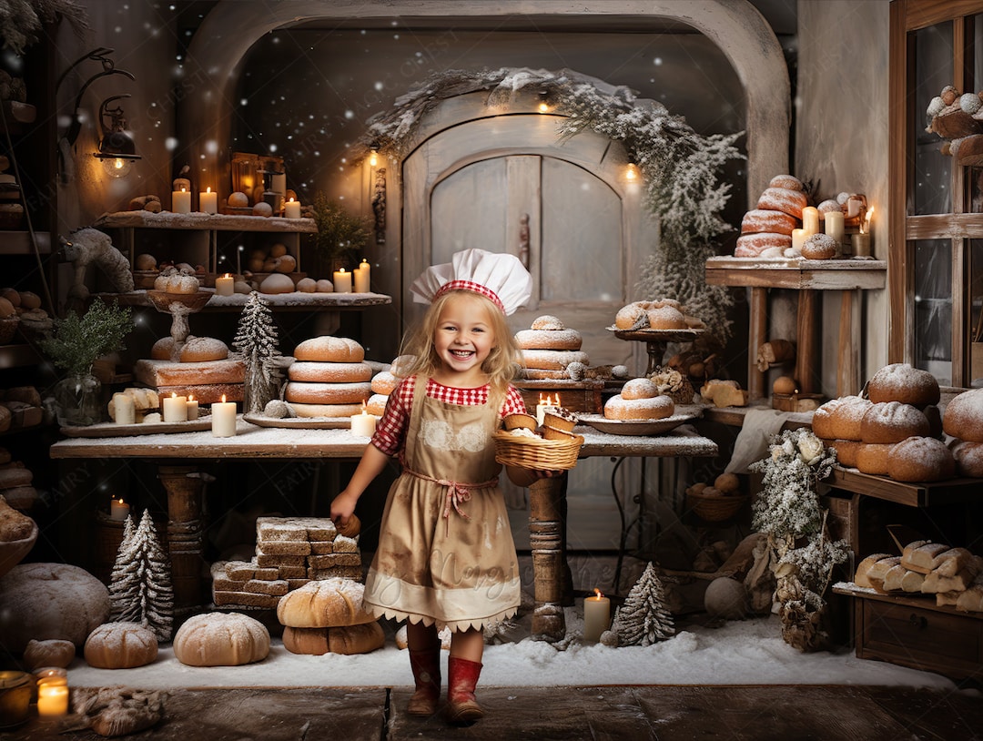 Vintage Rustic Bakery: Christmas Digital Background for Photography ...