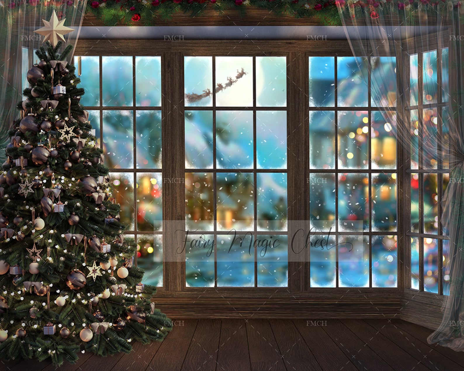 Christmas Big Window Digital Background. Digital Backdrop for - Etsy