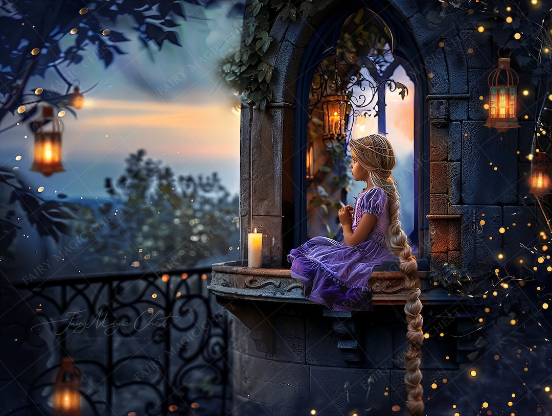 Rapunzel's Tower Digital Backdrop - Fairy Tale Princess Digital ...