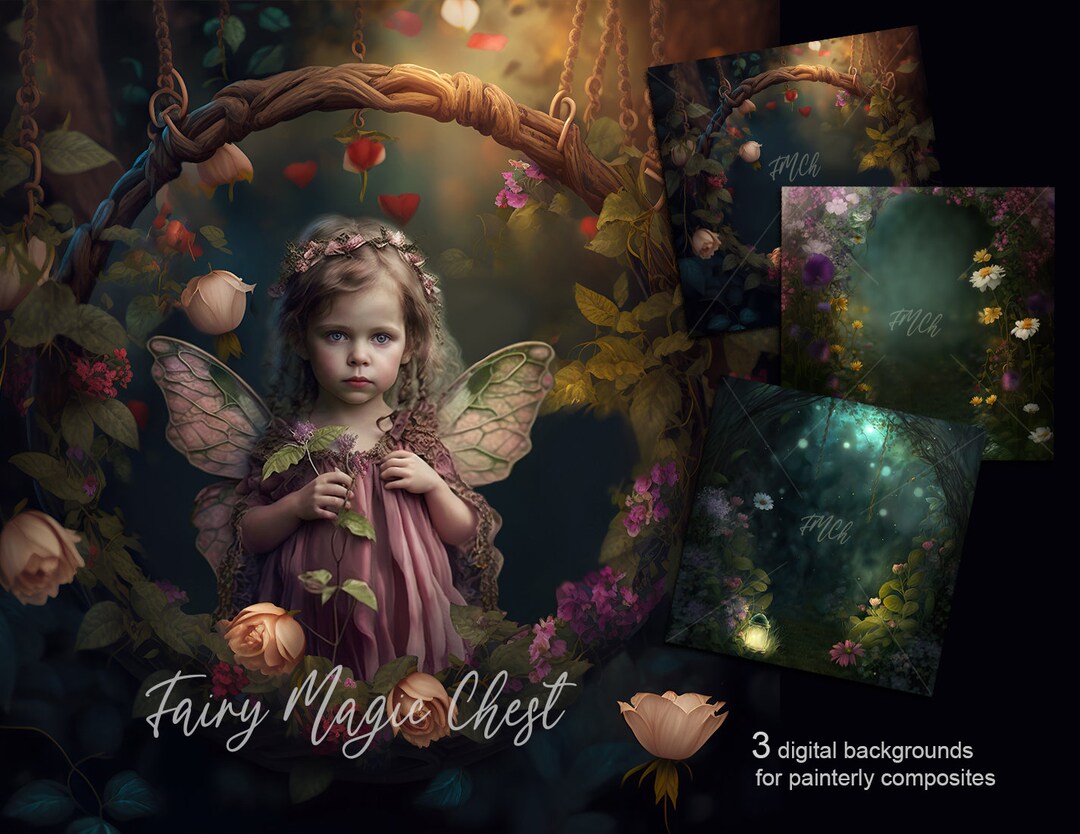 3 Enchanted Forest Digital Backgrounds. Digital Backdrops. Painterly ...