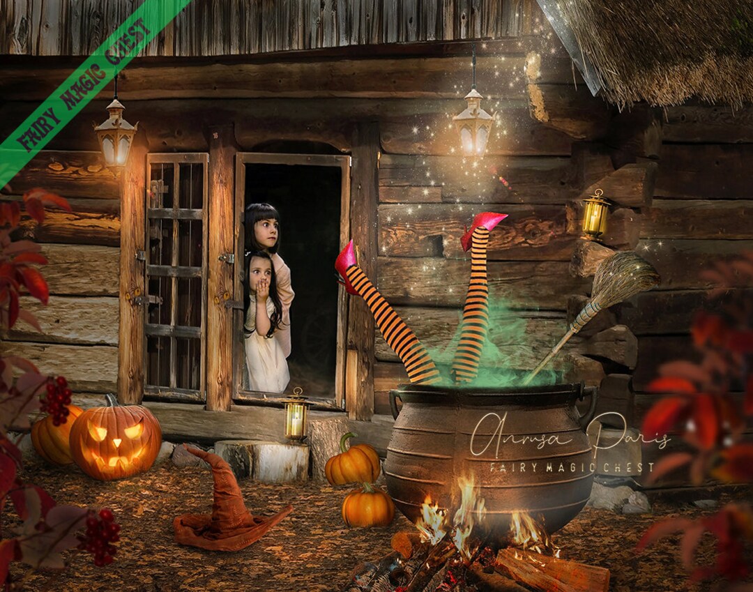 Digital Background Halloween Themed , Witch Into Cauldron , With or ...