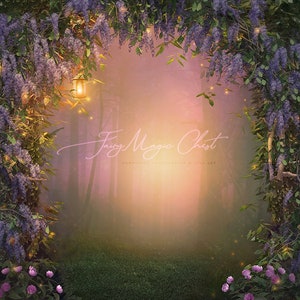Flowers Fairy Digital Background / Lilacs Arch in Enchanted Forest ...