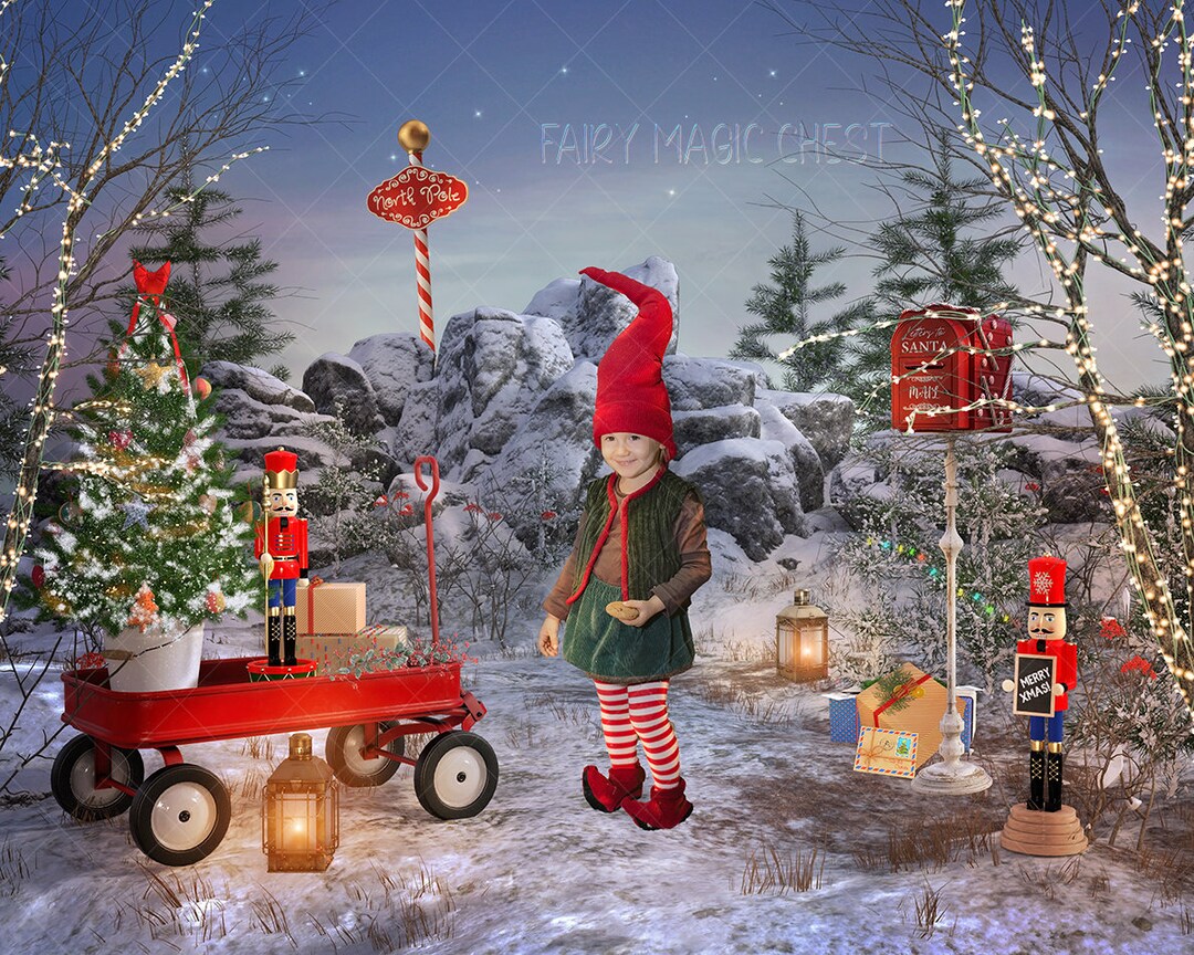 Christmas Digital Background. Magical Place With Mailbox for Santa and ...