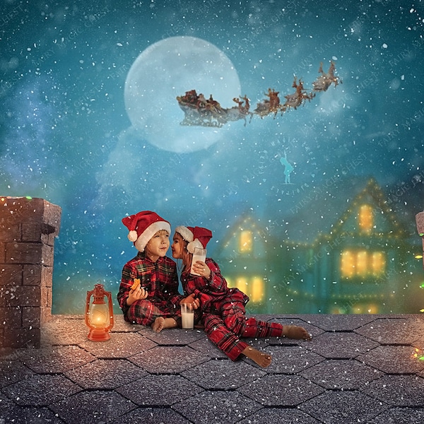 Christmas Tree and Chimney Digital Backgrounds - Etsy