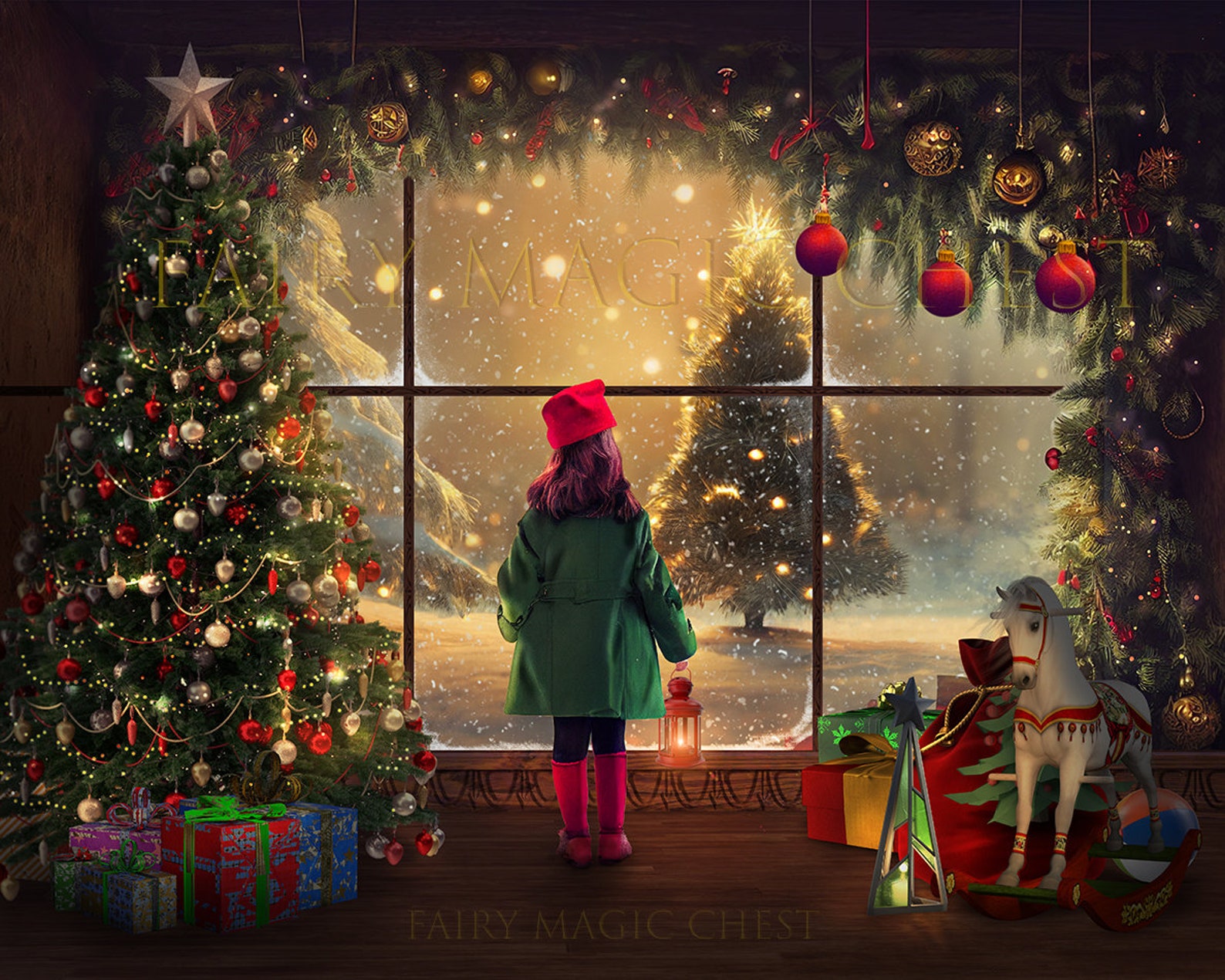 Christmas Window Digital Backdrop. Digital Christmas Backdrop - Etsy