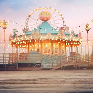 Carousel Digital Background, Carnival Digital Backdrop for Composite Photography. Bokeh. Instant ...