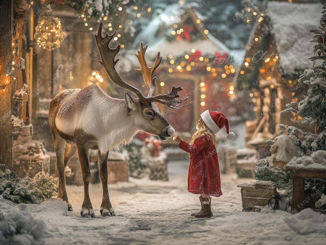 Christmas Digital Background Reindeer Digital Backdrop for Composite ...