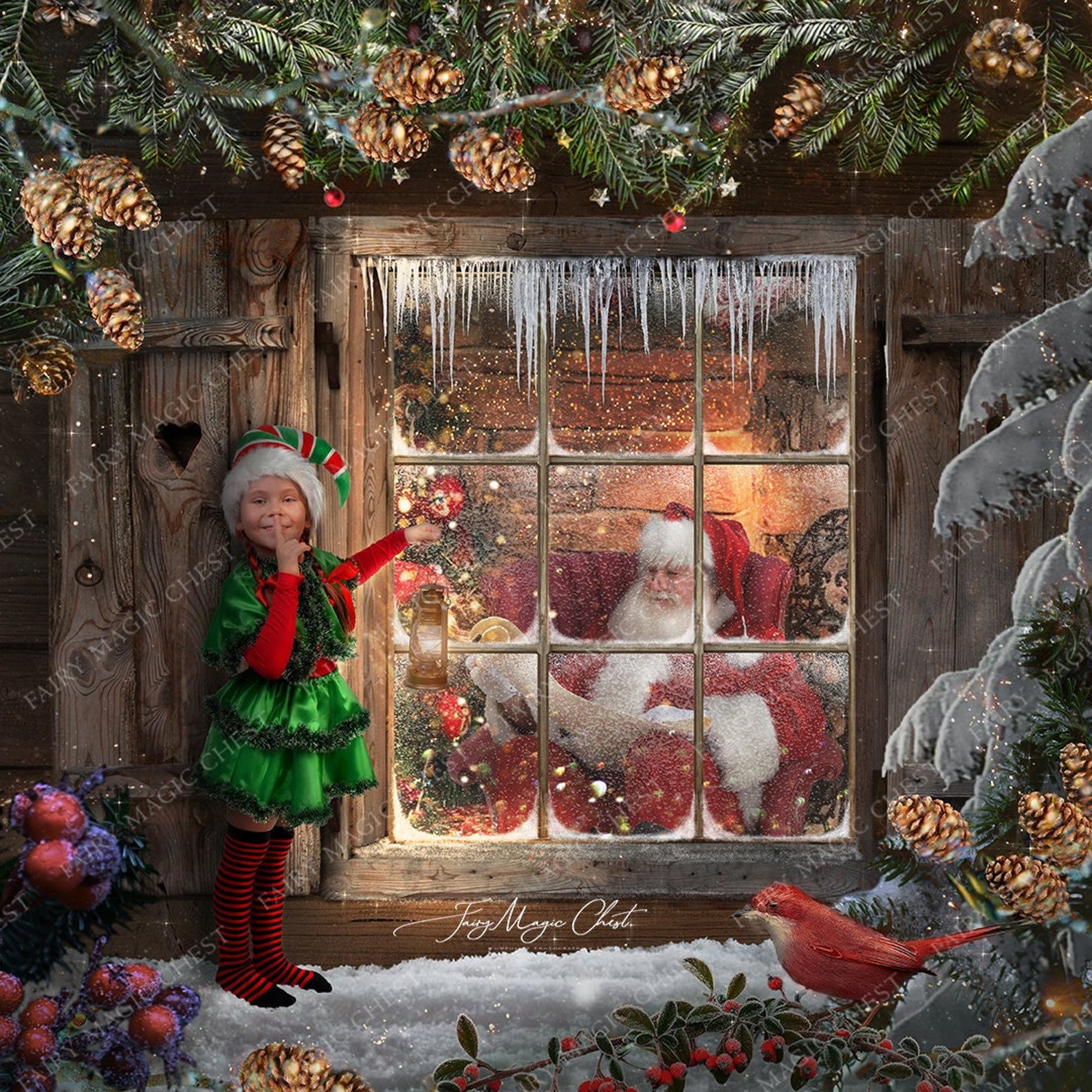 Santa's Window Digital Background Christmas Digital - Etsy