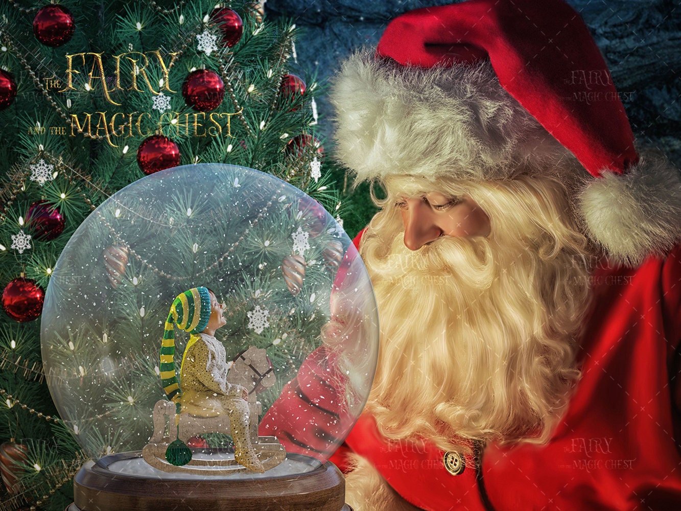 Santa Claus With Snow Globe Digital Background LAYERED PSD - Etsy