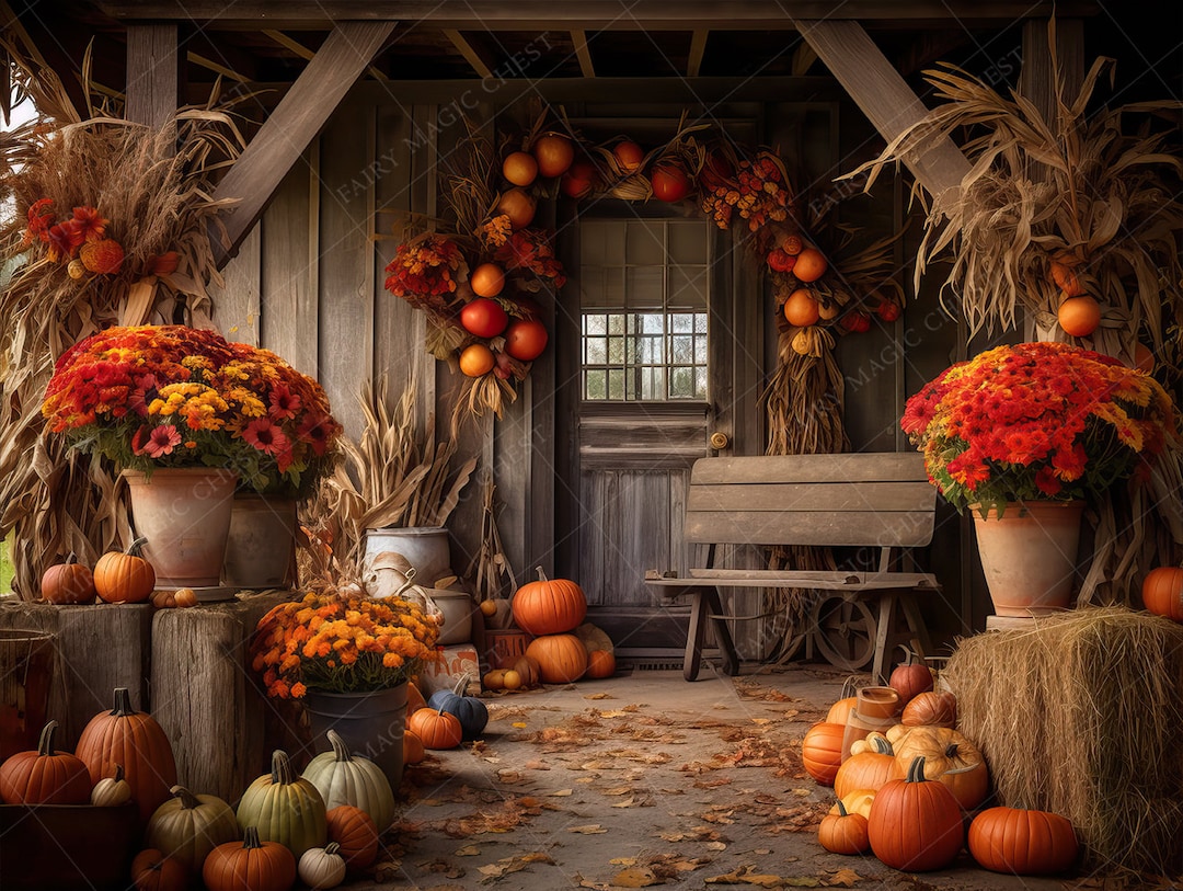 Autumn Digital Background / Backdrop for Photography. Barn. Rustic ...
