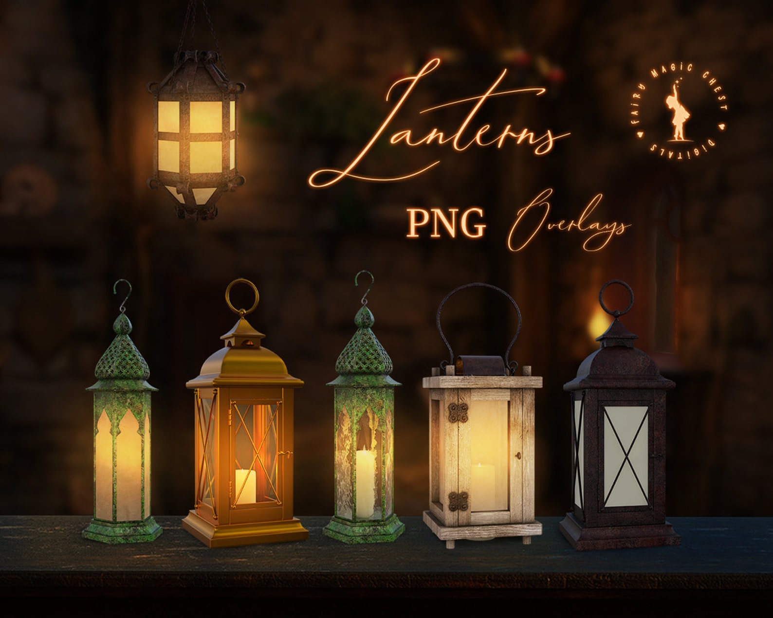 Lanterns PNG Overlays. Lamps Glowing Lighted and Without - Etsy