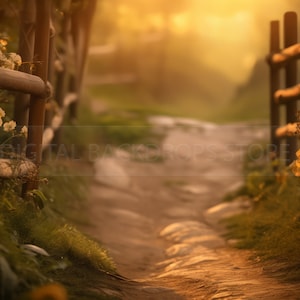 Summer Path Digital Backdrop , Pathway, Path Between Wooden Fences ...