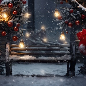Painterly Christmas Bench Digital Background for Photography, Digital ...