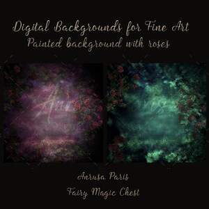 Painted Digital Backgrounds for Fine Art With Roses, Digital Backdrop ...