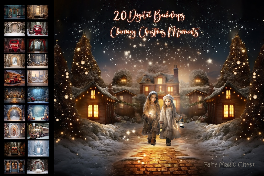 20 Christmas Digital Backgrounds for Photography. Bundle. Charming ...