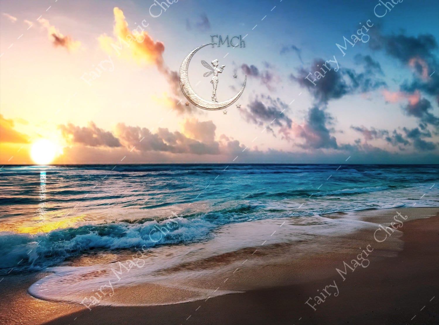 4 Digital Backgrounds With Images of the Beach at Sunset - Etsy