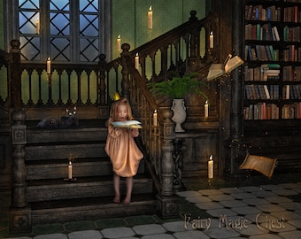 Wizard Library Backdrop - Etsy