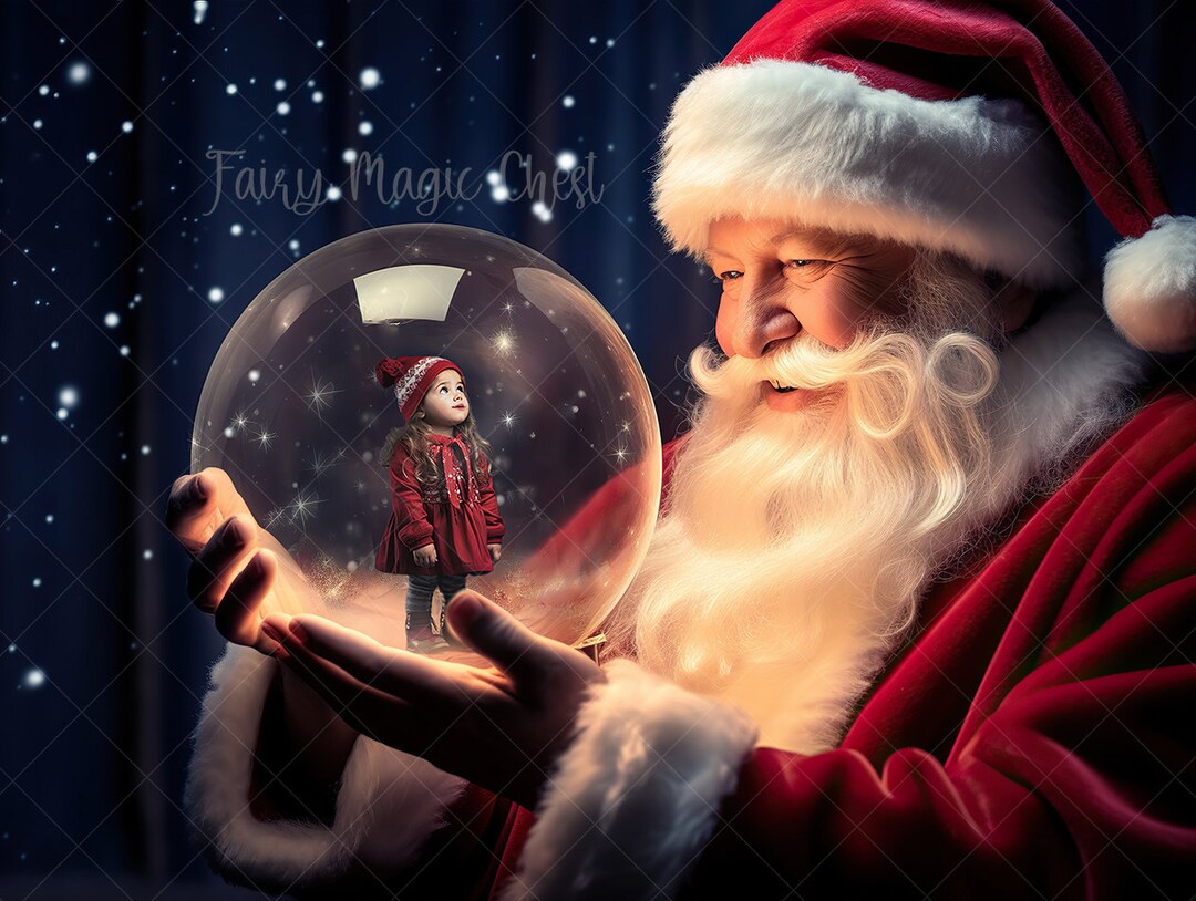 Santa's Snow Globe Christmas Digital Backdrop: Ai-assisted Photography ...