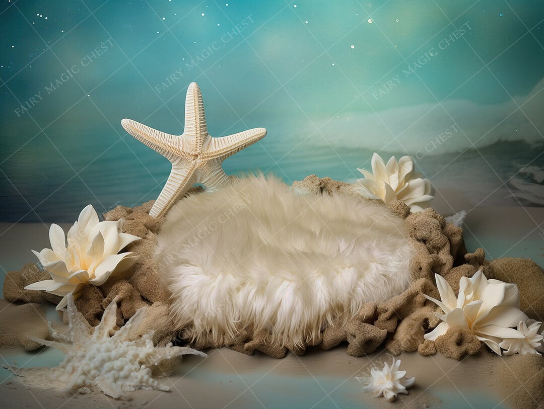 Newborn Digital Background , Beach Baby Crib, Bed for Baby Boy and Girl ...