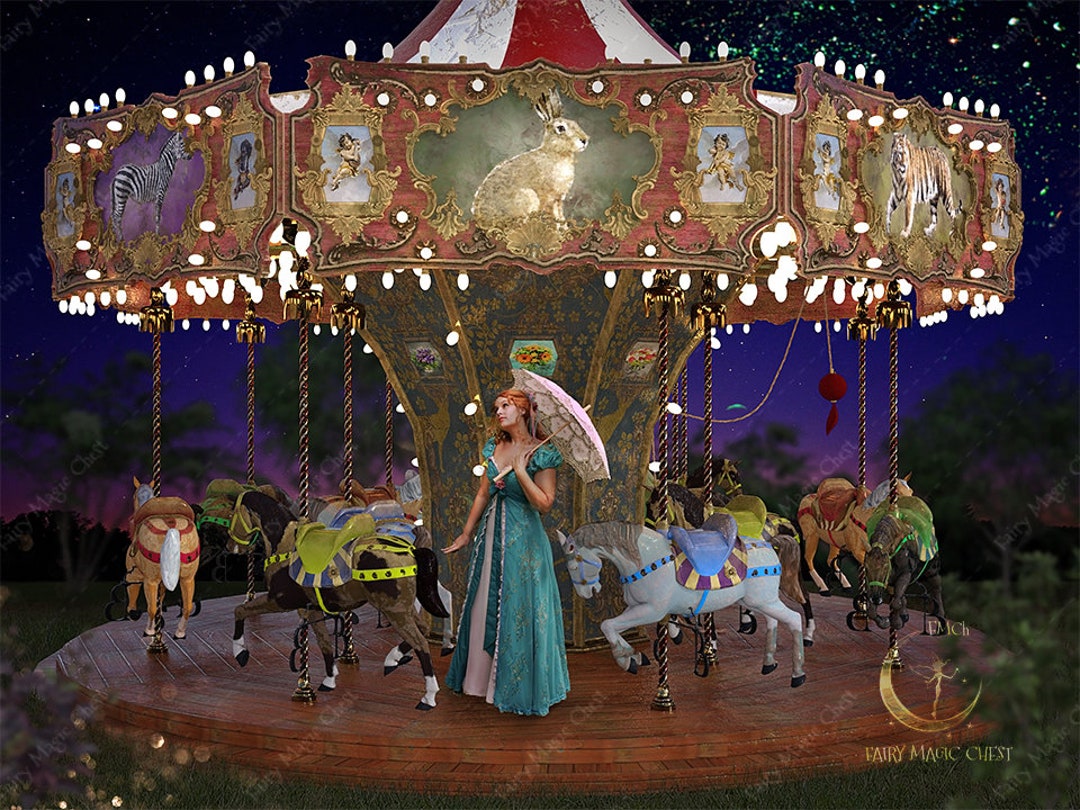 Carousel Digital Background / Backdrop , Vintage Carrousel - Etsy