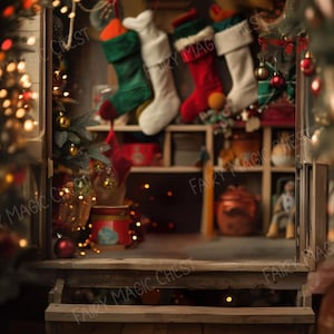 Vintage Christmas Shop Digital Backdrop / Background for Photography ...