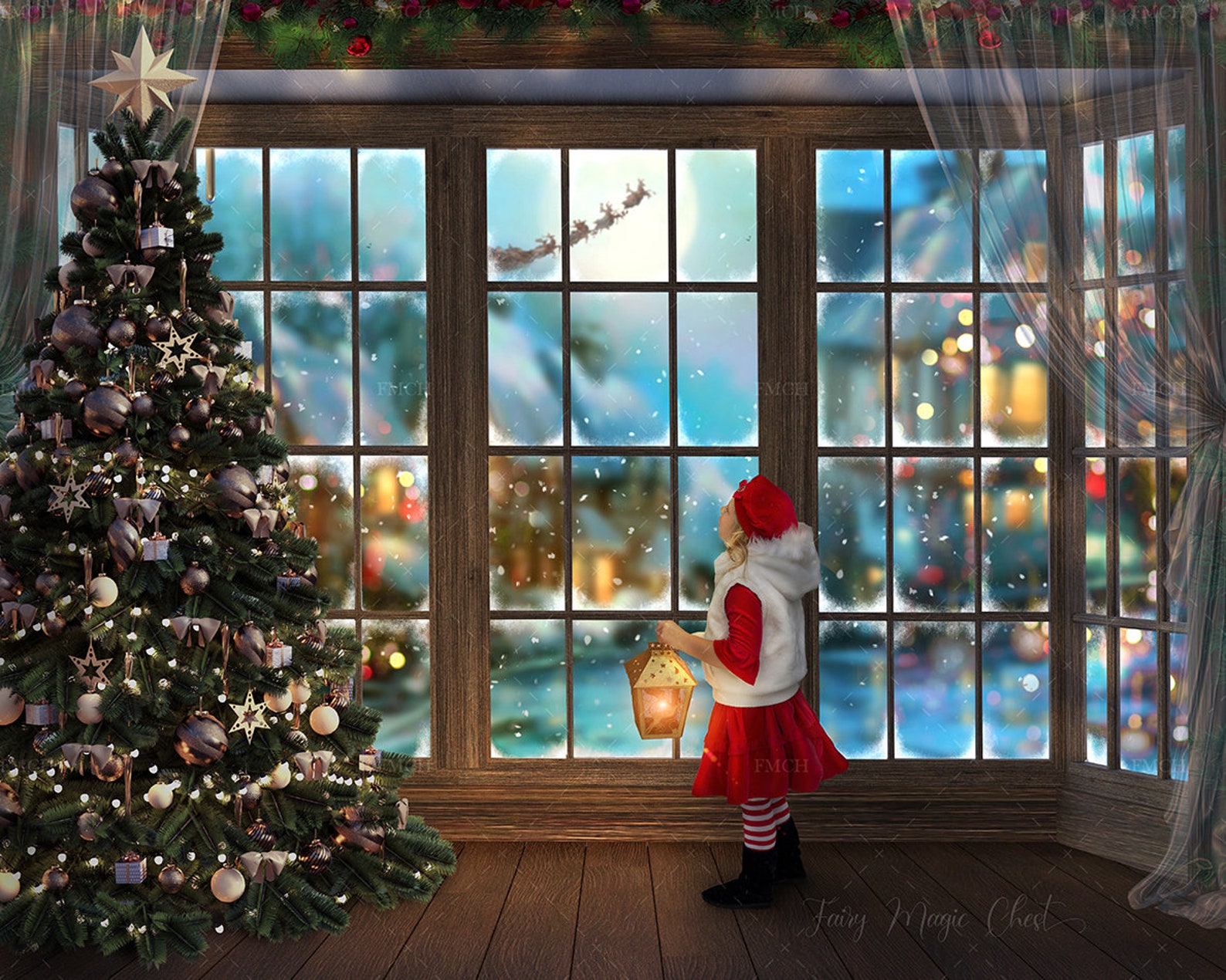 Christmas Big Window Digital Background. Digital Backdrop for - Etsy
