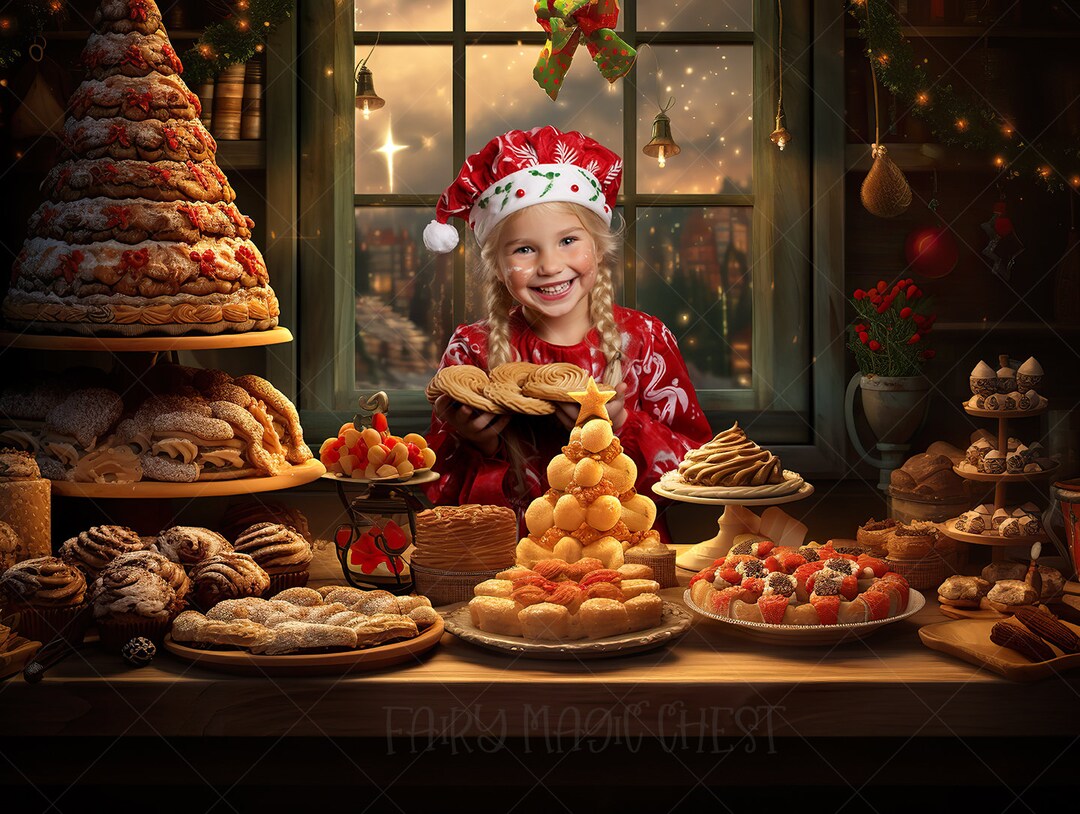 Christmas Bakery Delights: Digital Background for Photography, Digital ...