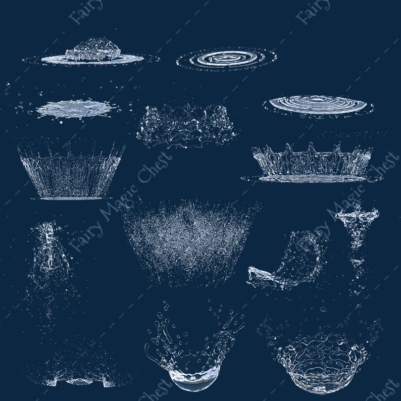 29 Digital Overlays, Splash, Droplets and Ripples, Png, High Resolution ...