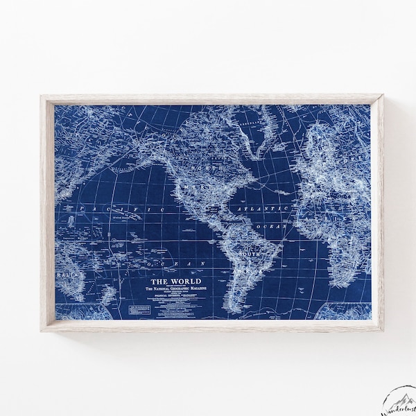 Navy World Map Download - Etsy