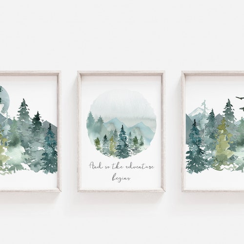Watercolor Woodland Nursery Decor Printable Wall Art - Etsy