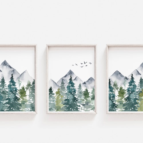 Mountain Home Decor Cabin Wall Art Nature Print Set DIGITAL - Etsy