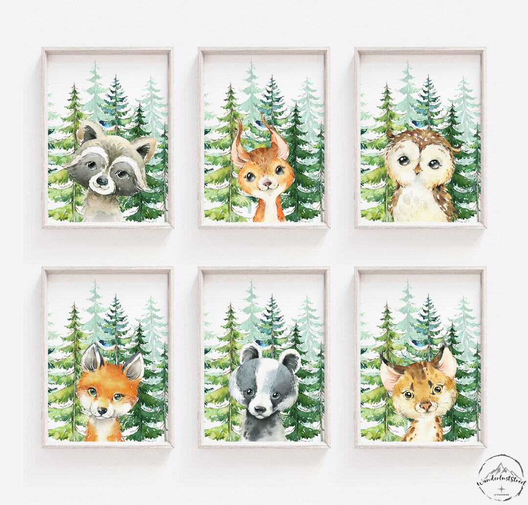 Peek a Boo Animal Wall Art, Woodland Creatures Nursery Decor, Forest ...