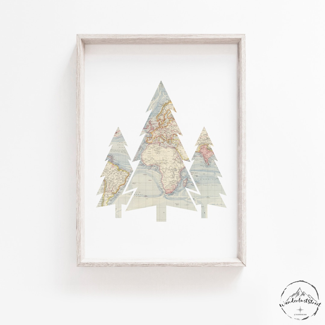 Tree Wall Art, World Map Print ,travelers Gift, Travel Nursery Decor ...