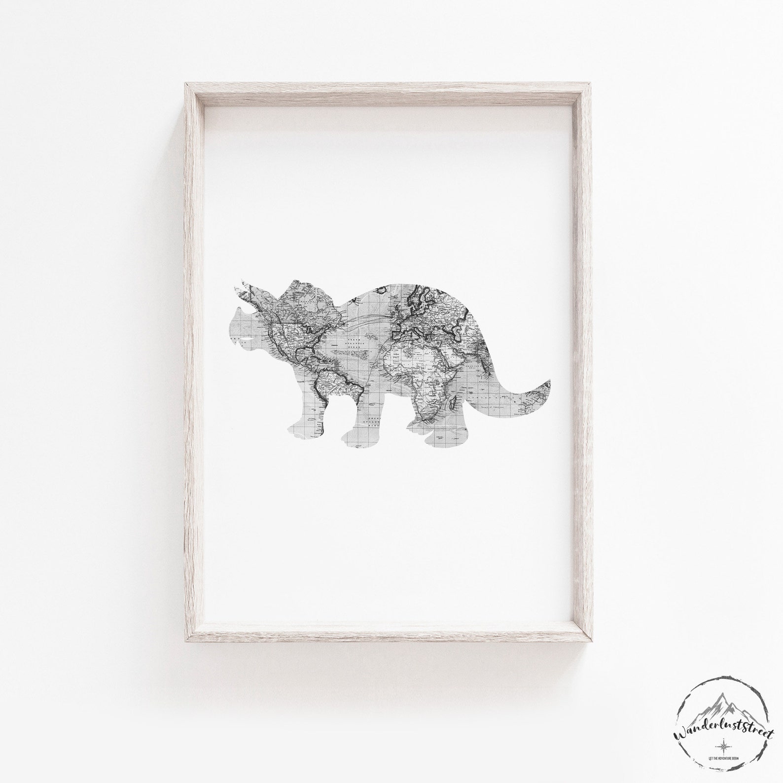 Gray Dinosaur Wall Art, Dino Bedroom Decor, Dinosaur Prints, DIGITAL ...