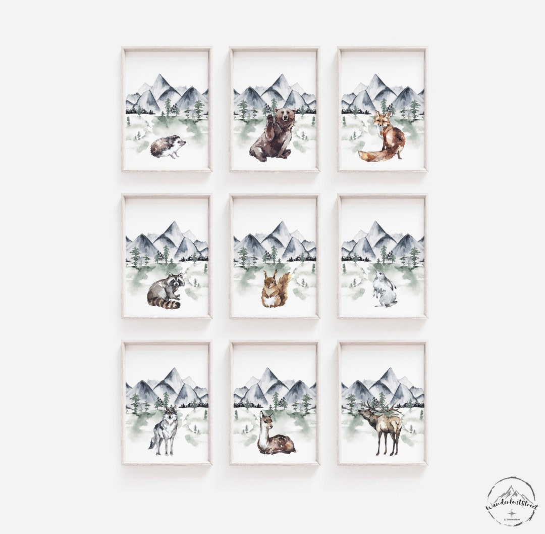 Mountain Animal Wall Art, Boys Nursery Prints, Adventure Nursery Decor ...