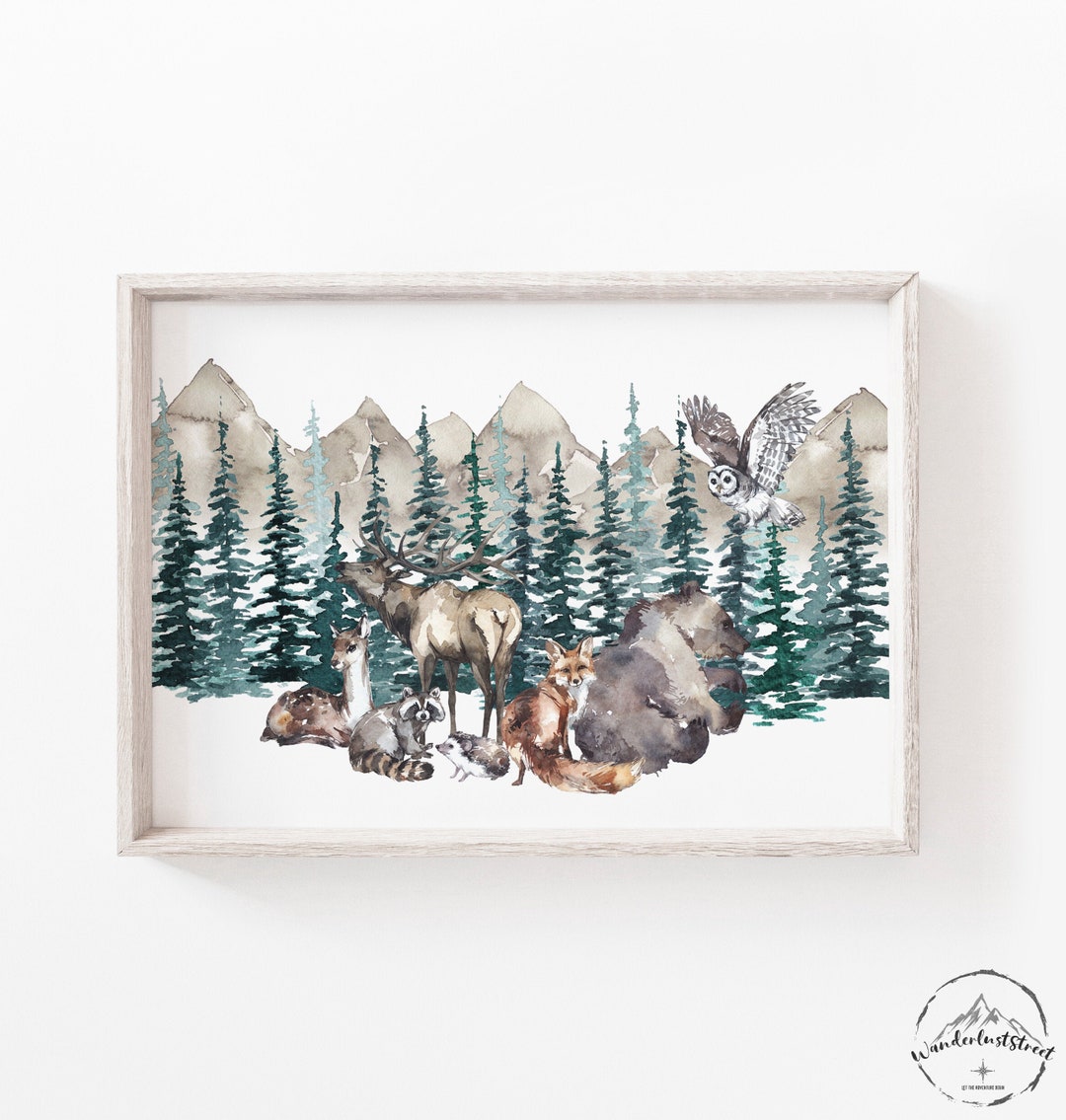 Woodland Animal Wall Art, Forest Animal Print, Woodland Theme Nursery ...