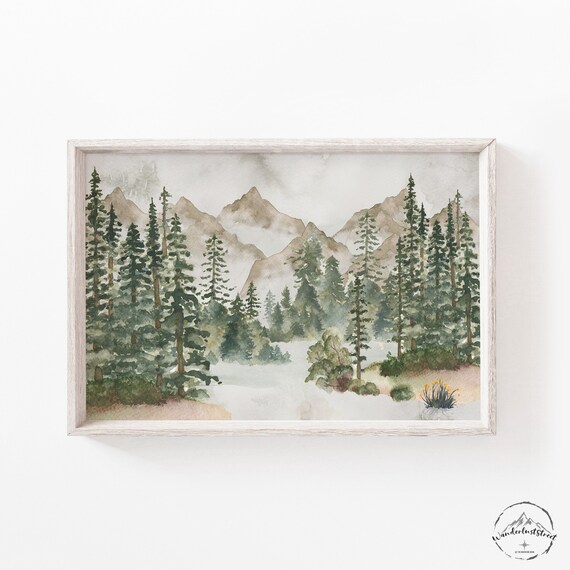 Forest Landscape Wall Art Mountain Scenery Print Woodland - Etsy