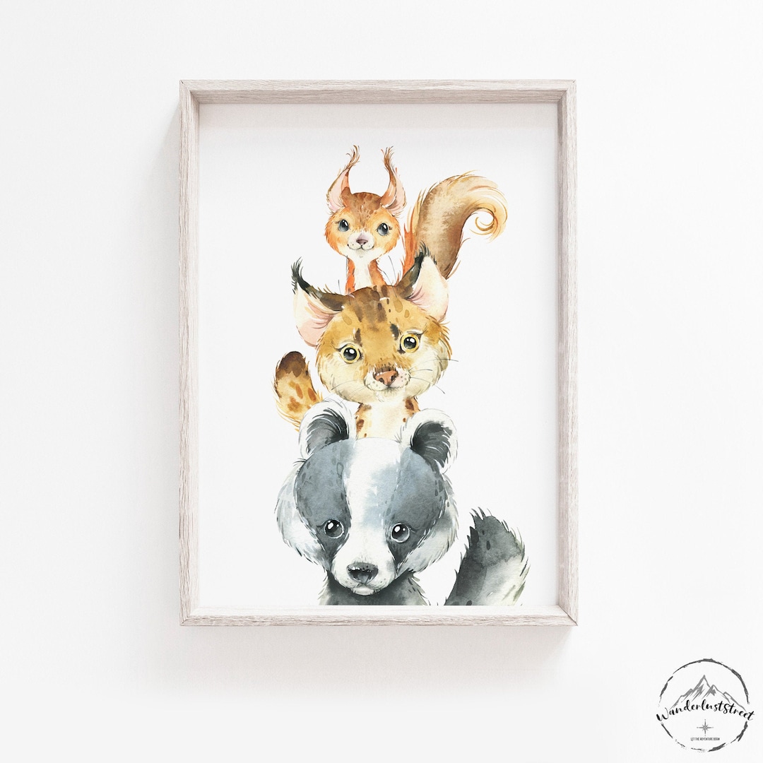 Peek a Boo Animals, Forest Animal Nursery Print, Woodland Nursery Wall ...