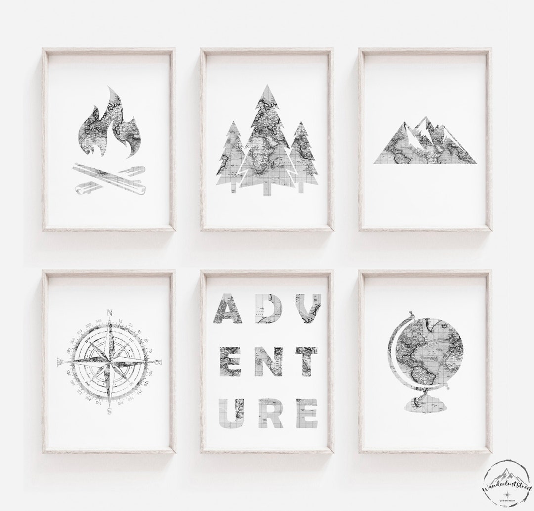 Grey Nursery Wall Art, Gray Kids Bedroom Decor, Outdoors Nursery Deco ...