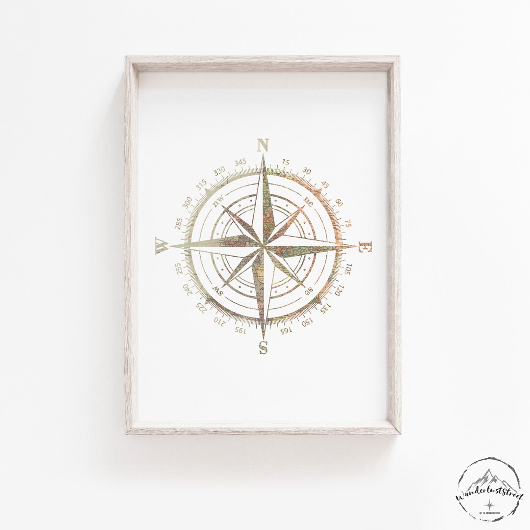 Compass Wall Art, Traveller Nursery, Traveler Playroom Decor, World Map ...