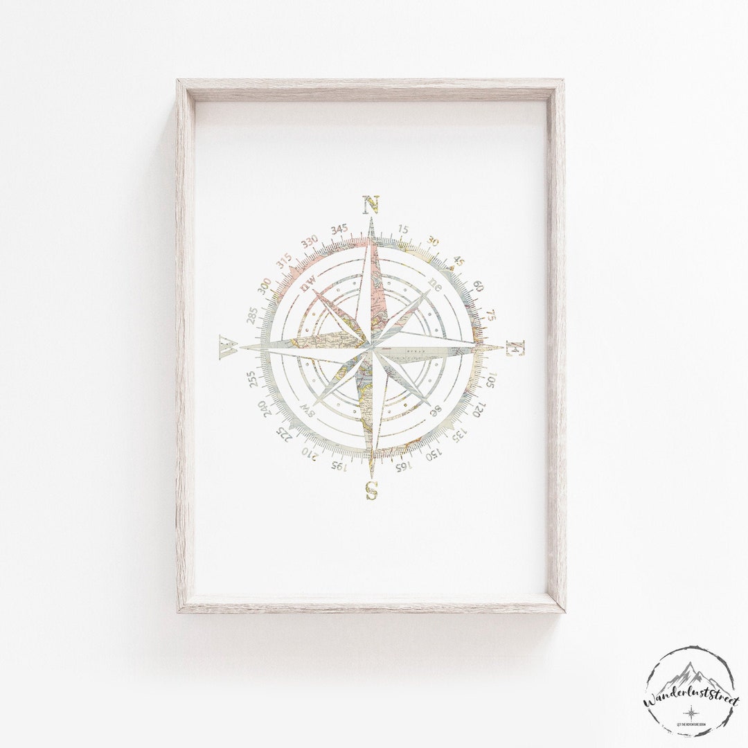 Compass Wall Art, Travel Room Decor, Travel Decoration, Travel Wall Art ...